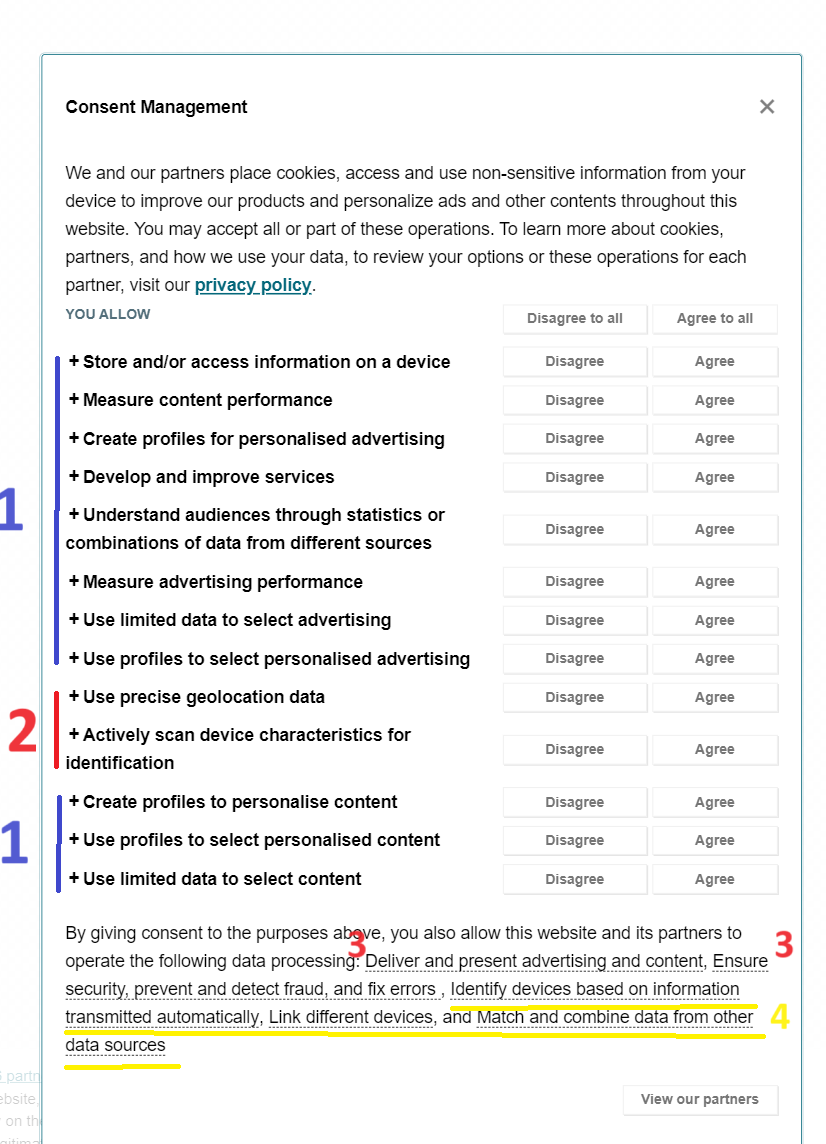 Summary of Purposes/Features: IAB TCF v2.2 (Current Version)