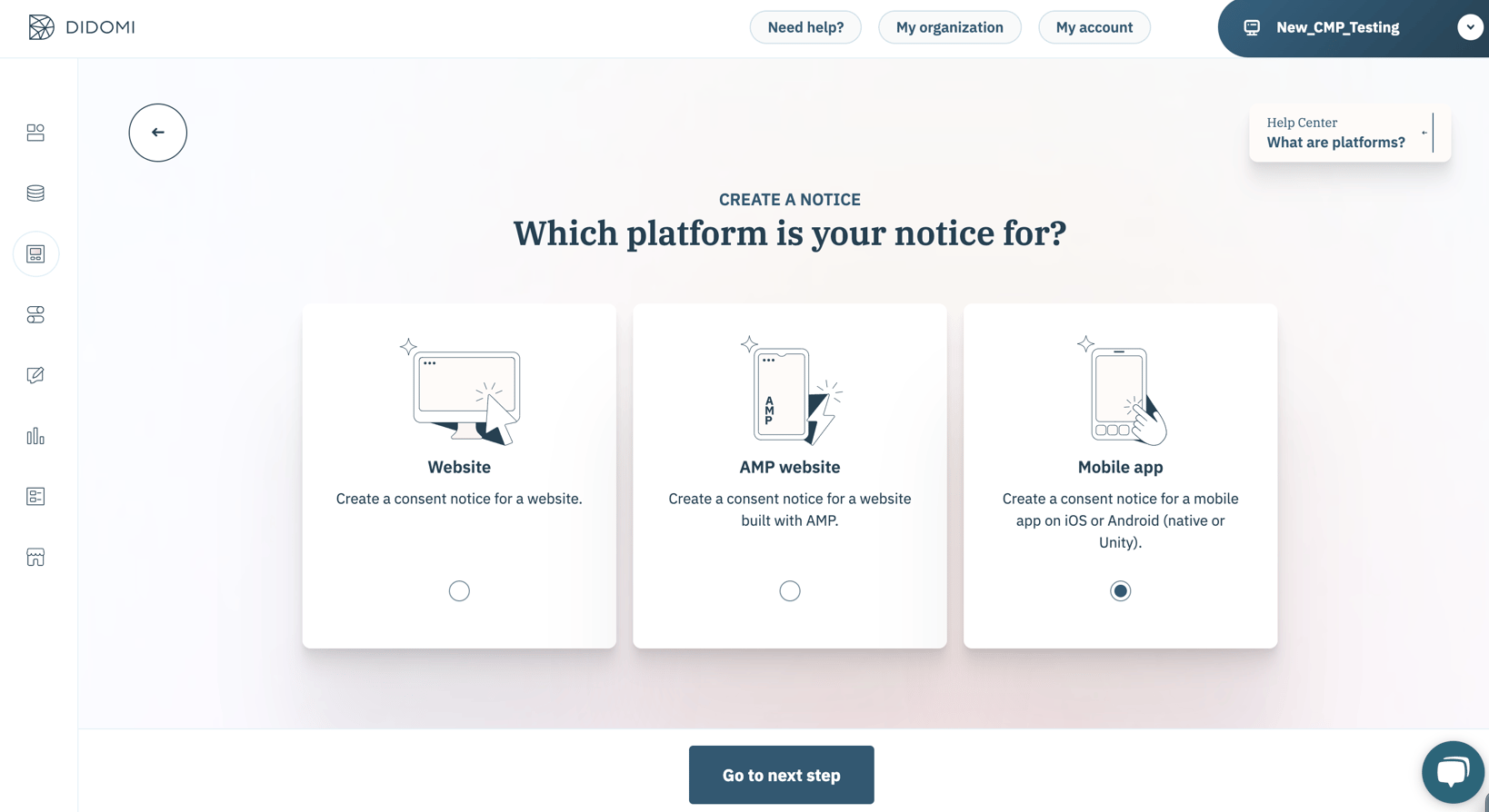 Create a consent notice for your mobile application (mobile sdk)
