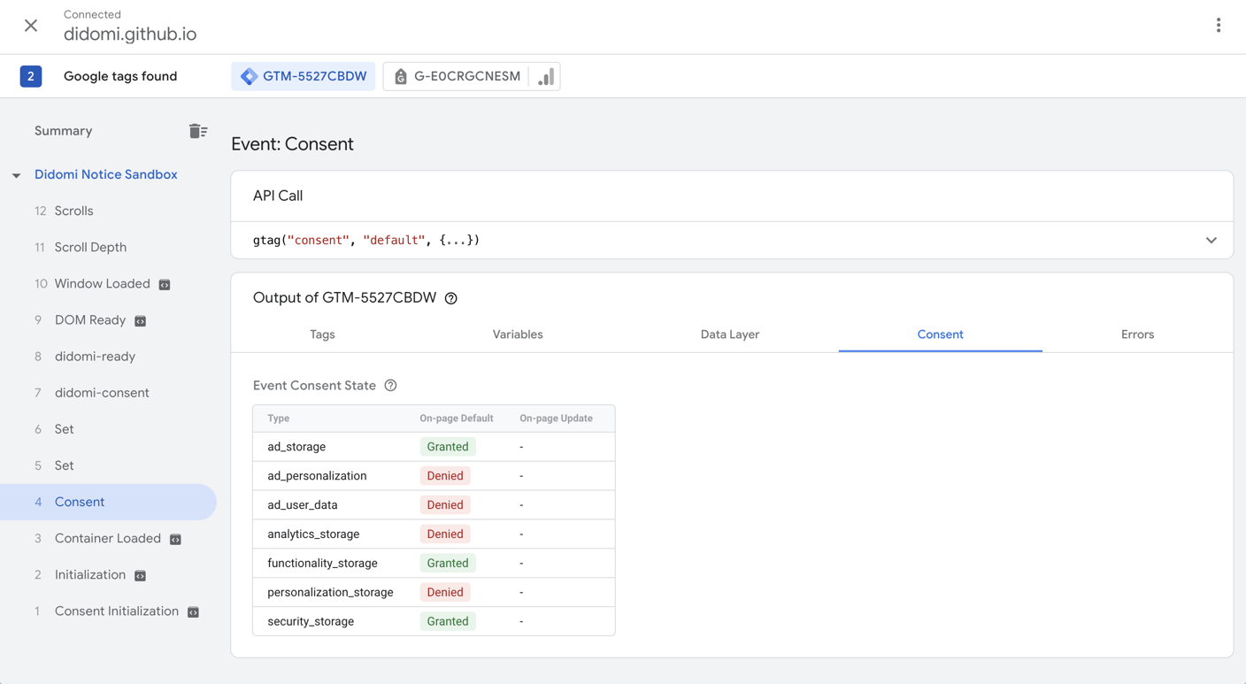 How to check your Google Consent Mode v2 advanced implementation on web?