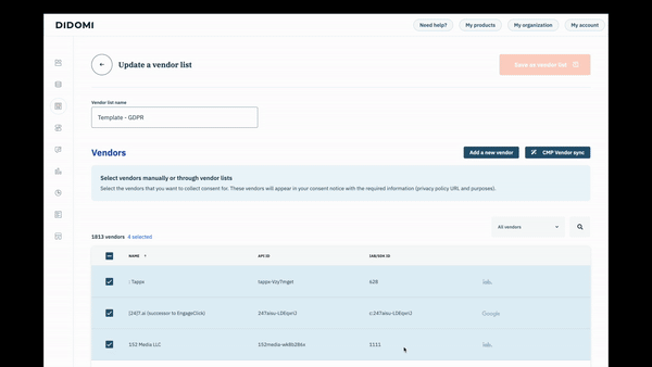"Manage vendor lists ⭐" : create a vendors list template