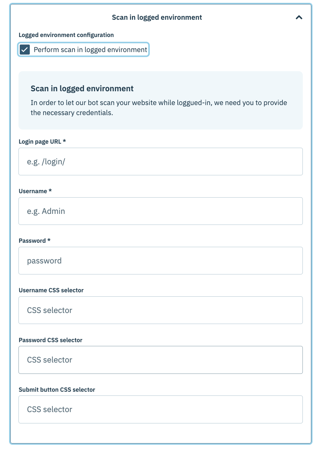How to configure a logged in scan