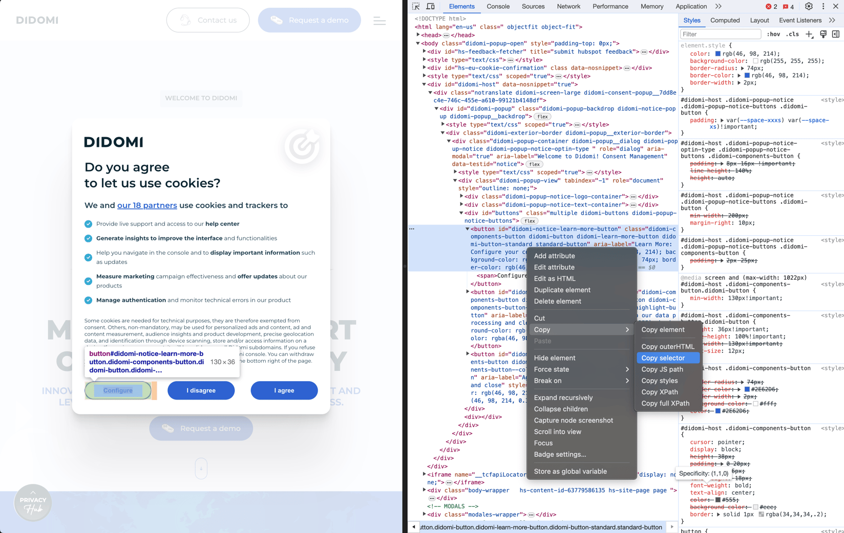Configuring custom actions - API