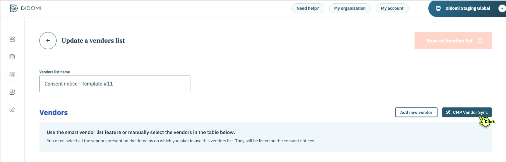 How to use the CMP Vendor Sync