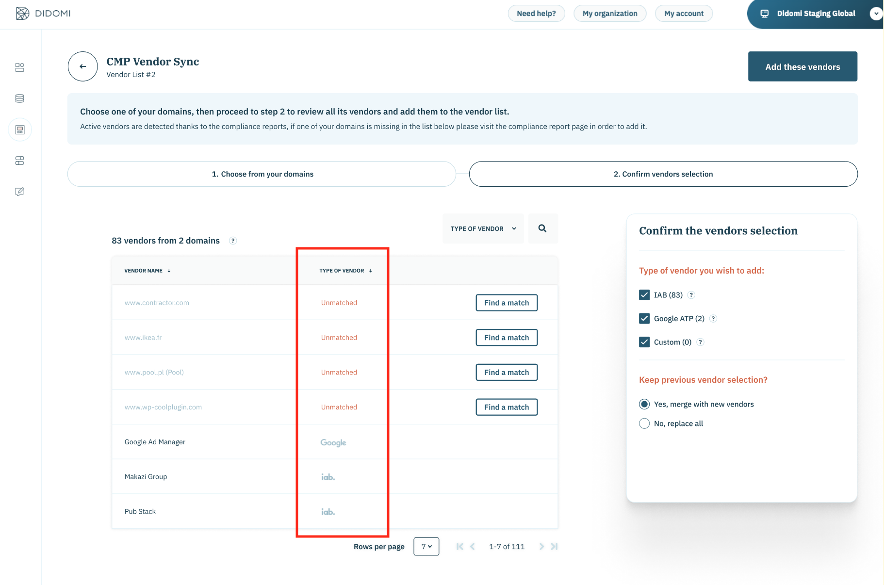 How to use the CMP Vendor Sync